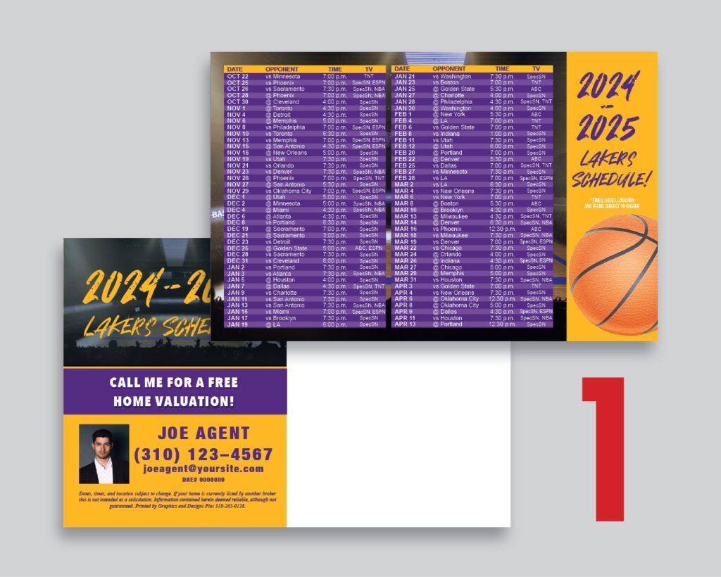 Lakers Schedule Postcards - Graphics and Designs Plus