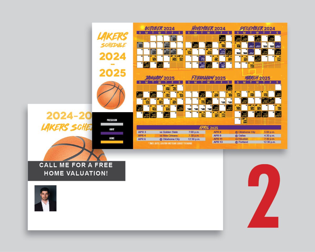 Lakers Schedule Postcards - Graphics and Designs Plus