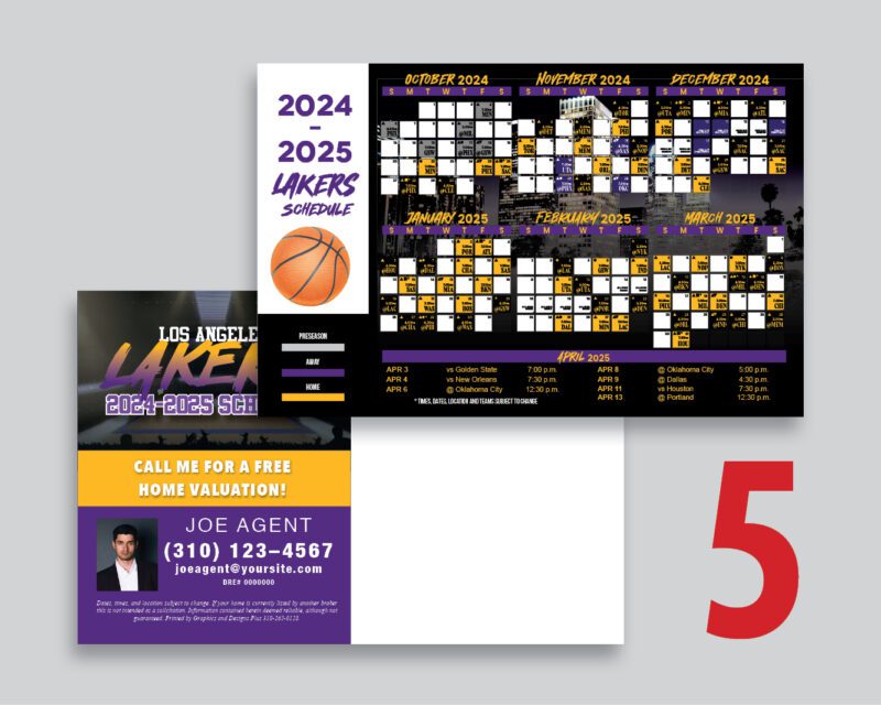 Lakers Schedule Postcards - Graphics and Designs Plus