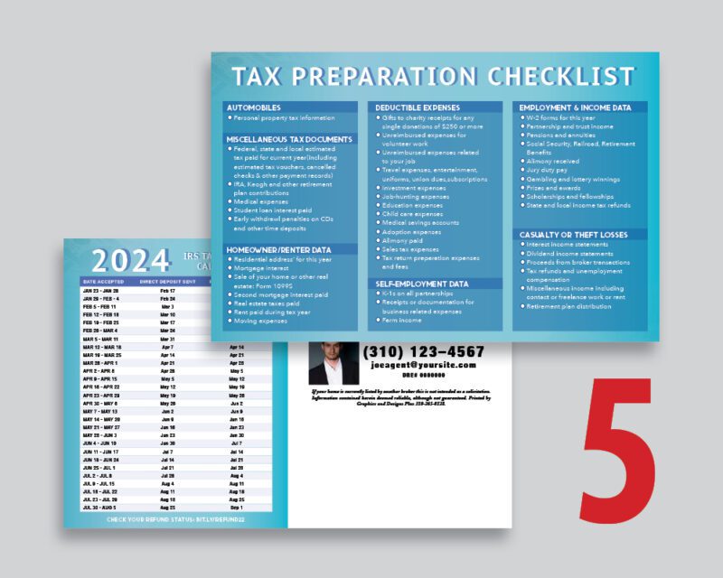 Tax Preparation Checklist Postcards - Graphics and Designs Plus