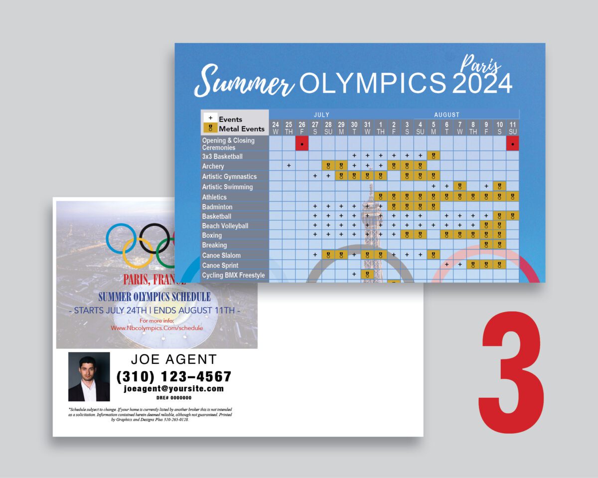 Summer Olympics 2024 Schedule Postcards - Graphics and Designs Plus
